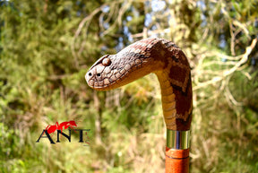 Rattlesnake head wood walking stick for snake lovers | AntSarT