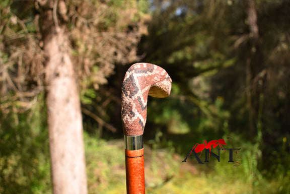 Rattlesnake head wood walking stick for snake lovers | AntSarT