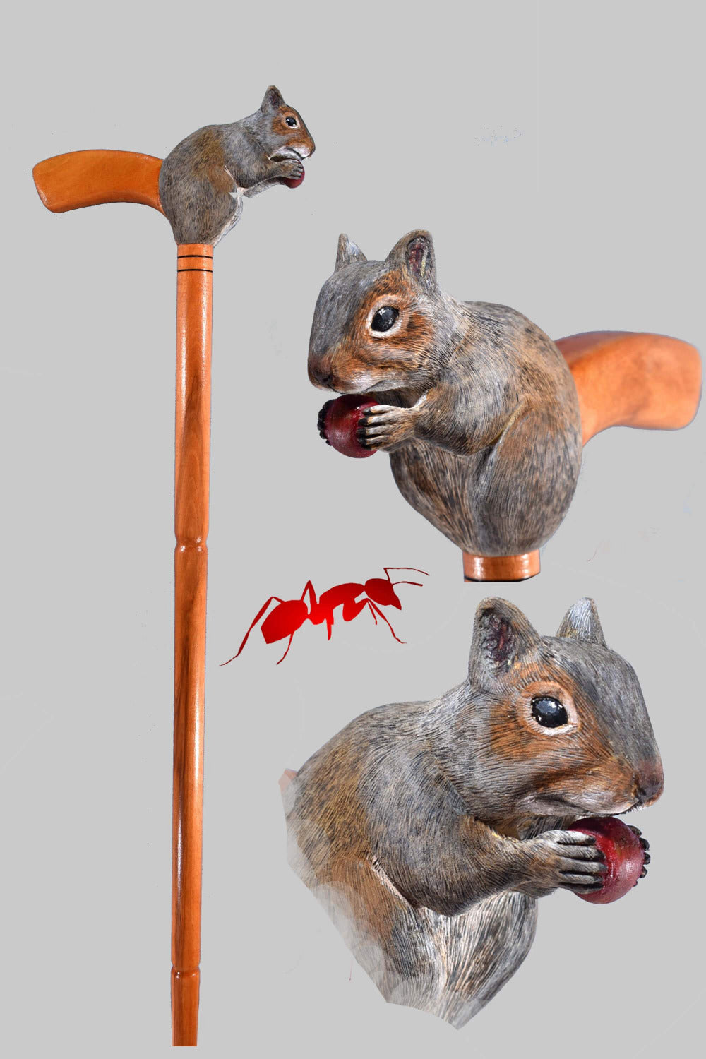 Stylish canes and walking sticks squirrel wooden gift | AntSarT